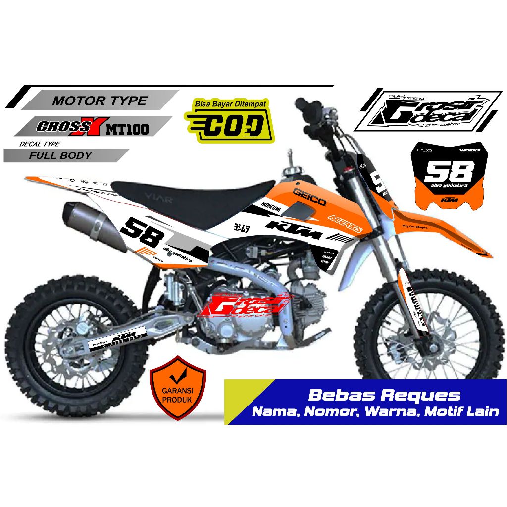 Jual Striping Stiker Trail Mini Viar Cross X 100cc New Full body Bebas ...