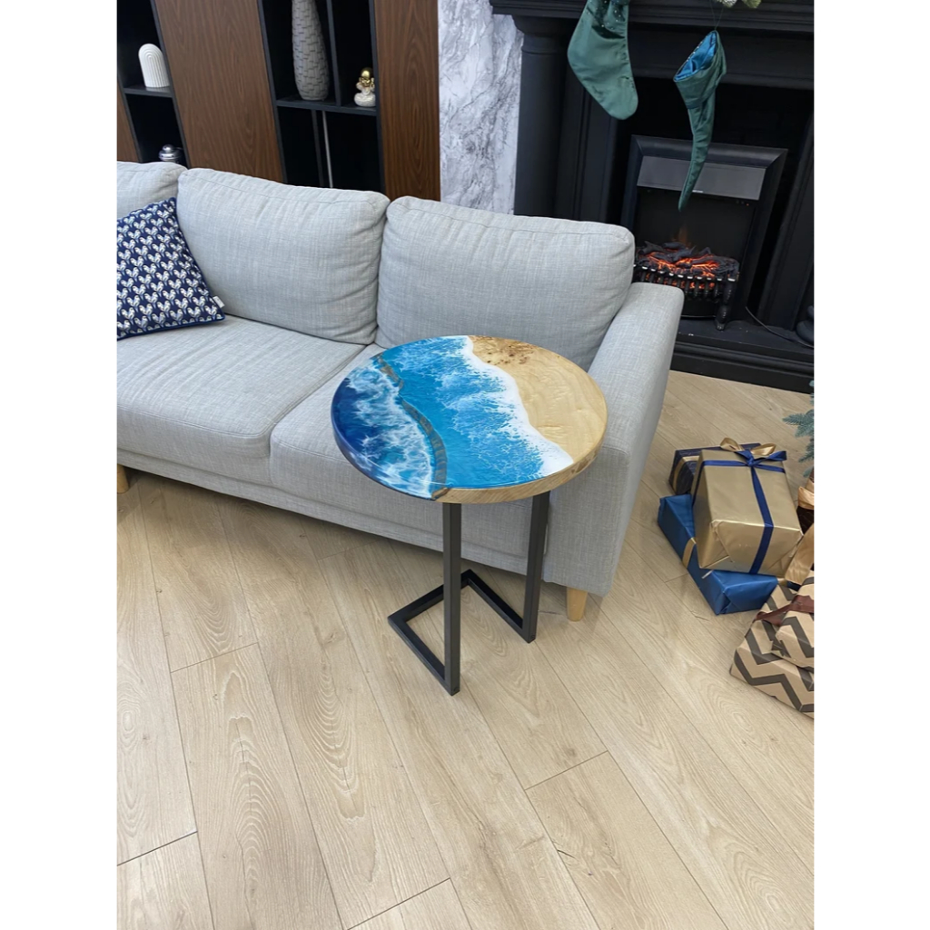Jual Meja C Epoxy Gelombang Laut, Meja Bundar Sofa C, Meja Samping Sofa ...