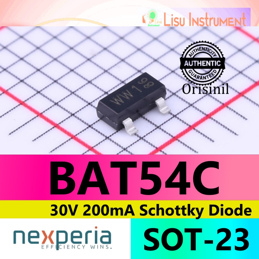Jual BAT54C 30V 200mA Schottky Barrier Diode WW1 W1 SOT-23 Nexperia ORIGINAL | Shopee Indonesia
