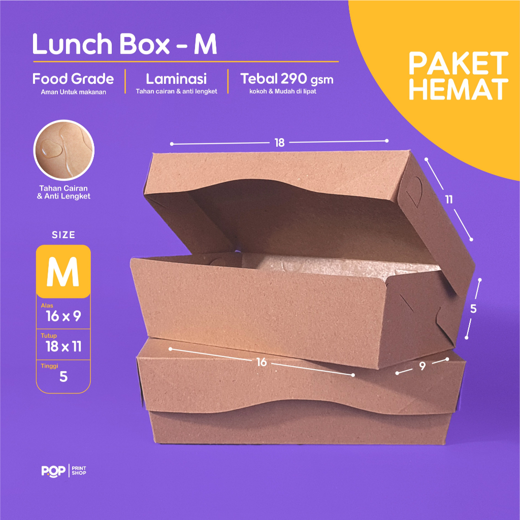 Jual Paket Hemat | Paper Lunch Box ukuran M | Tebal 290gsm | Food Grade ...