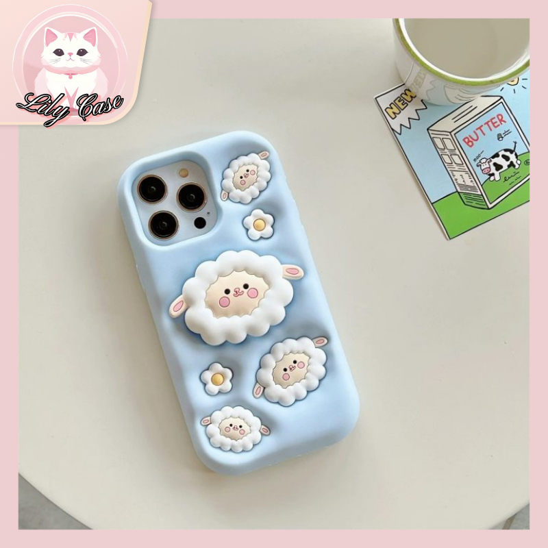 Jual [COD READY]!! NEW Case iPhone Summer Sheep Blue 3D with Popsocket ...
