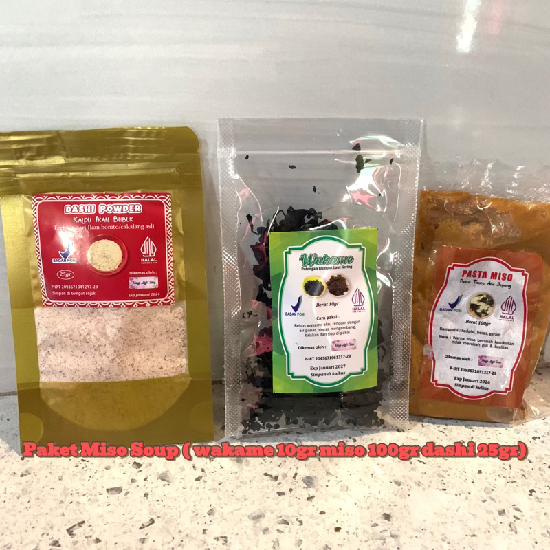Jual [ Sale] Paket Miso Soup Wakame 10gr Miso 100gr Marutomo hondashi ...