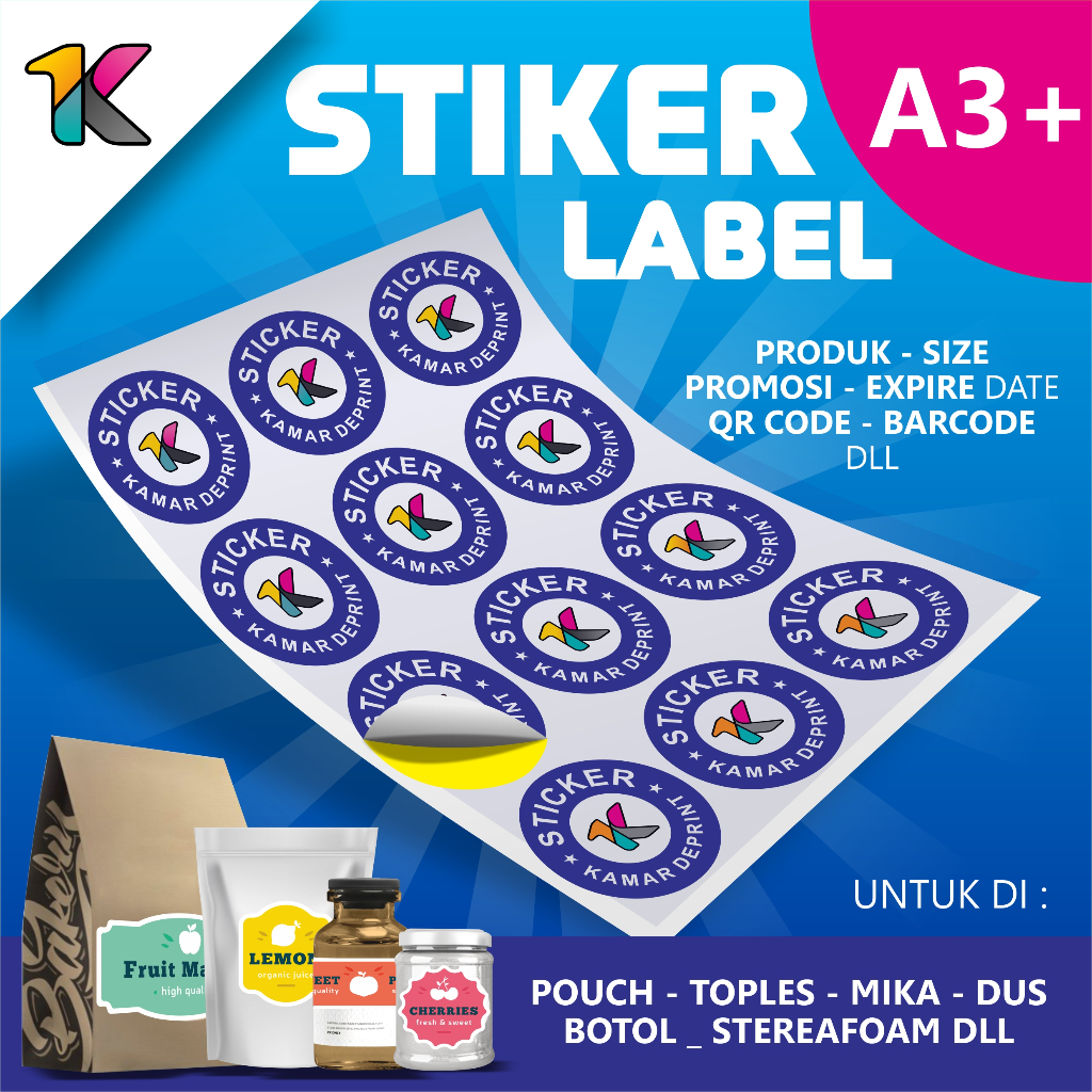 Jual CETAK PRINT STIKER LABEL / LABEL KEMASAN / PRODUK / BARCODE / SIZE ...