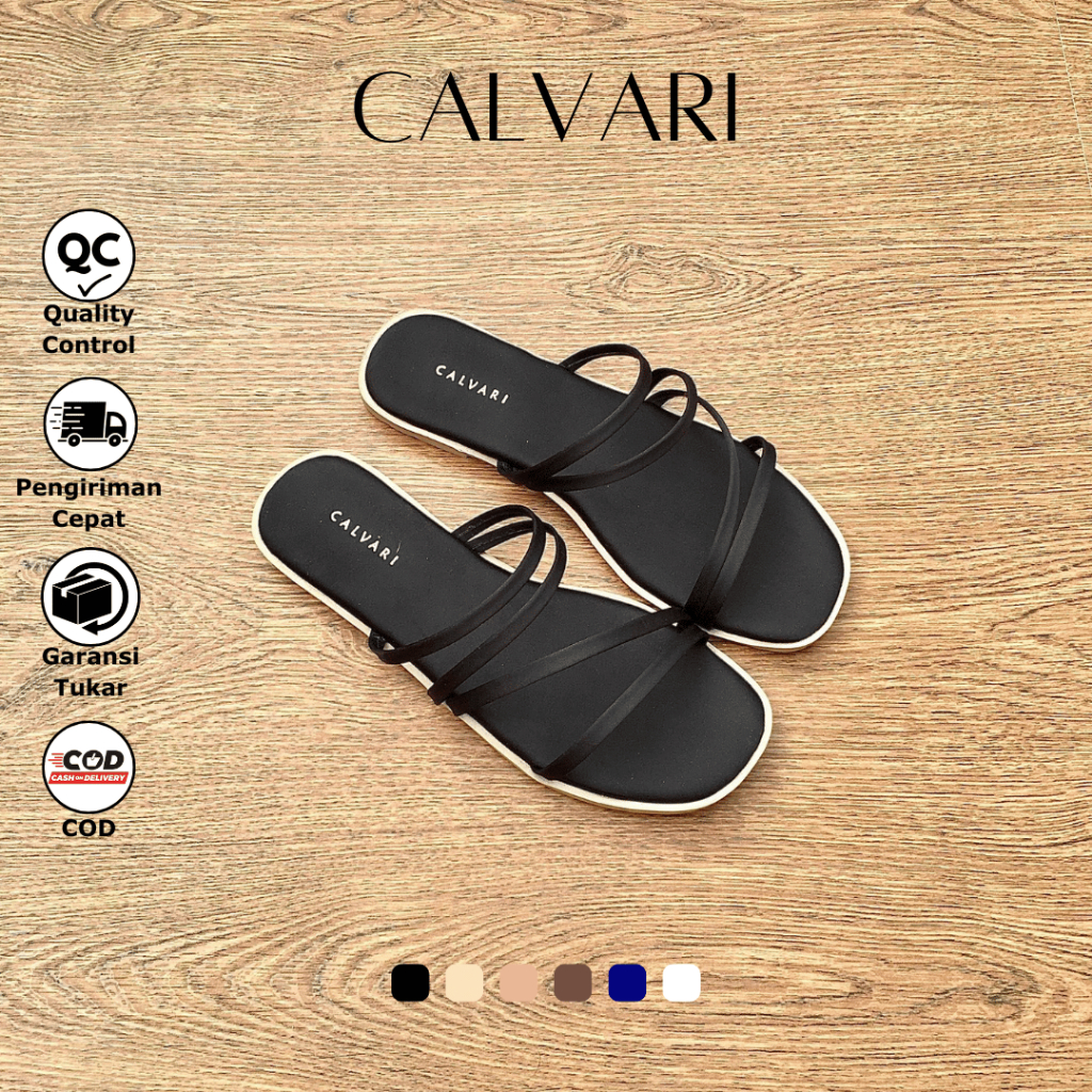 Jual CALVARI - STACY Sandal Wanita Korea Teplek Casual Kekinian Size 36 ...