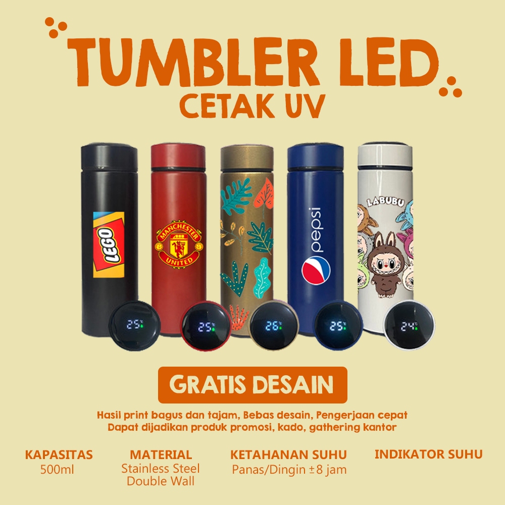 Jual TUMBLER LED CUSTOM GRAFIR / UV PRINT 500 ML GLOSSY | Shopee Indonesia
