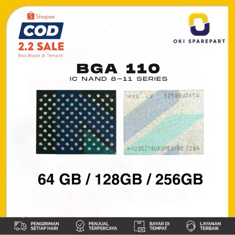 Jual IC NAND FLASH BGA 110 IPHONE 8 / 8PLUS / X / XR / XS / XSMAX / 11 ...