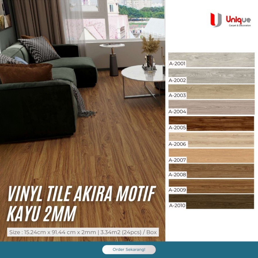 Jual AKIRA Vinyl Flooring Plank 2mm / Lantai Vinyl Lembaran Motif Kayu ...