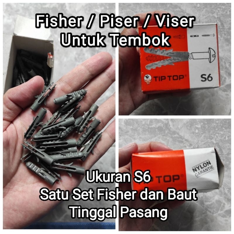 Jual Fisher Fischer Viser Piser Angkur Anchor Tembok S6 SATU SET dengan SEKRUP / BAUT | Shopee ...