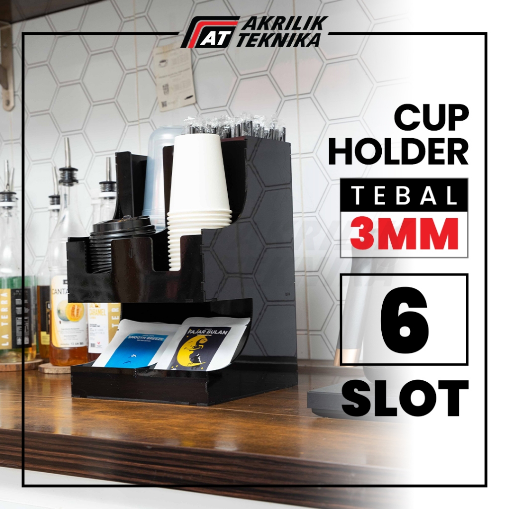 Jual Rak Paper Cup 6 Slot / Dispenser Organizer Cafe / Rak Kopi Akrilik ...