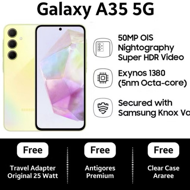 Jual Samsung Galaxy A35 5G 8/256GB Kamera 50MP, Smartphone Al, Battery 5000mAh | Shopee Indonesia