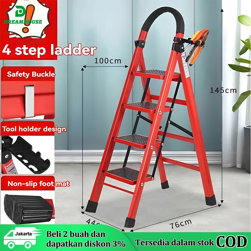 Jual Tangga Lipat Rumah Besi Lipat 2/3/4/5/6 Step/ Tangga Lipat Aluminium 6 Step Premium untuk ...