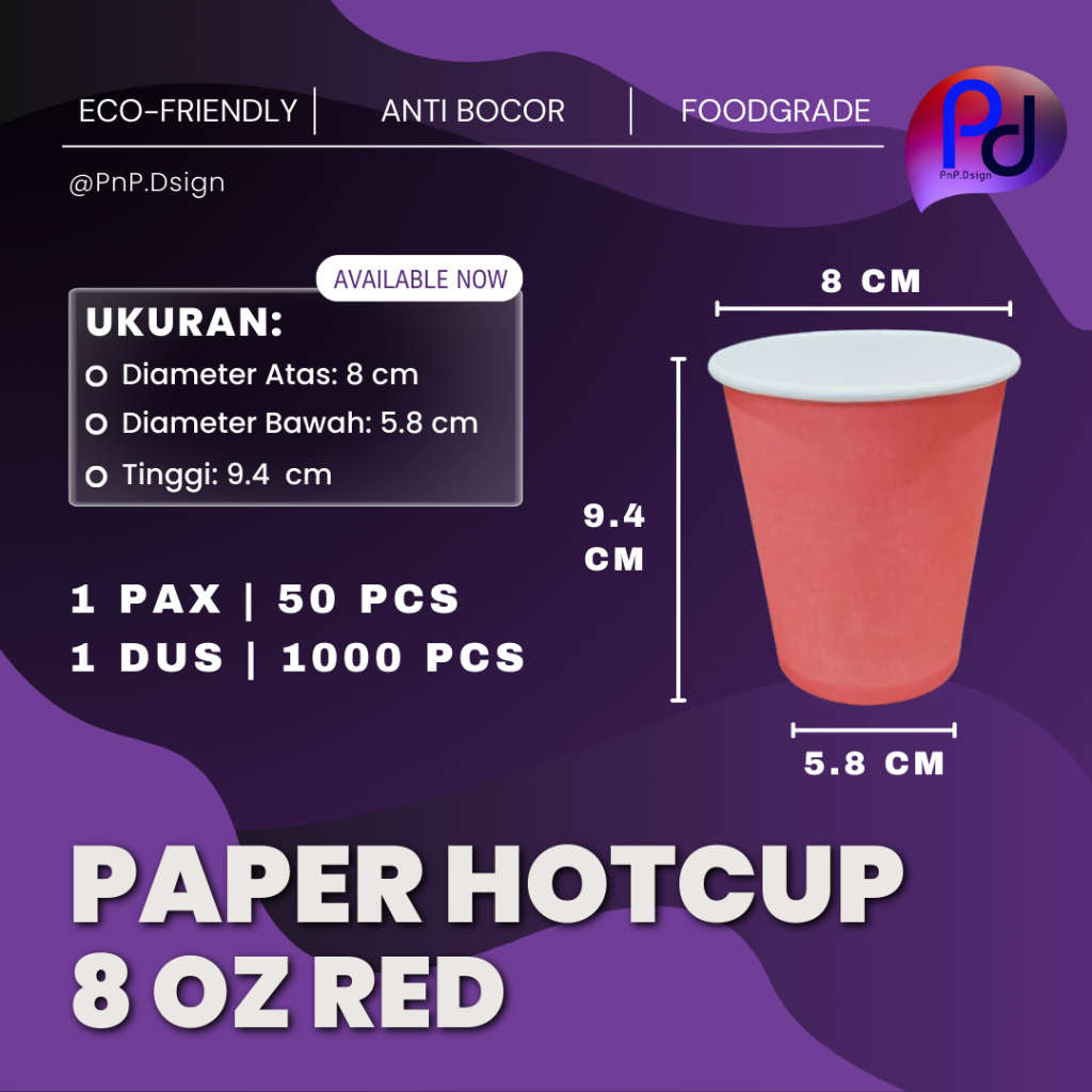 Jual Paper Hot Cup Gelas Kertas 8 oz 240 ml Merah isi 50 pcs | Shopee Indonesia