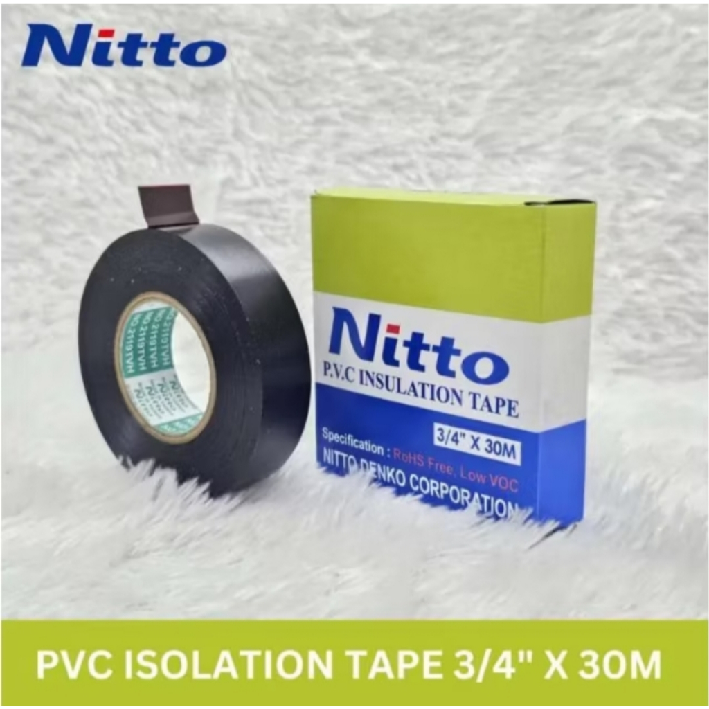 Jual ISOLASI NITTO LISTRIK ORIGINAL TAPE HITAM PVC KABEL NITO 3/4" 30m ...