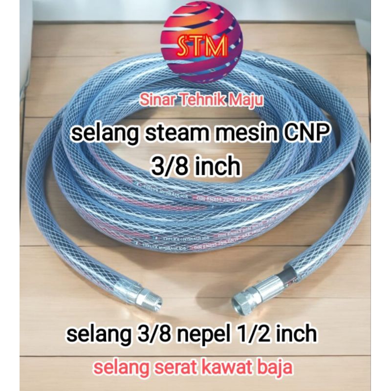 Jual selang steam mesin CNP selang 3/8 nepel 1/2 inch selang serat kwat ...