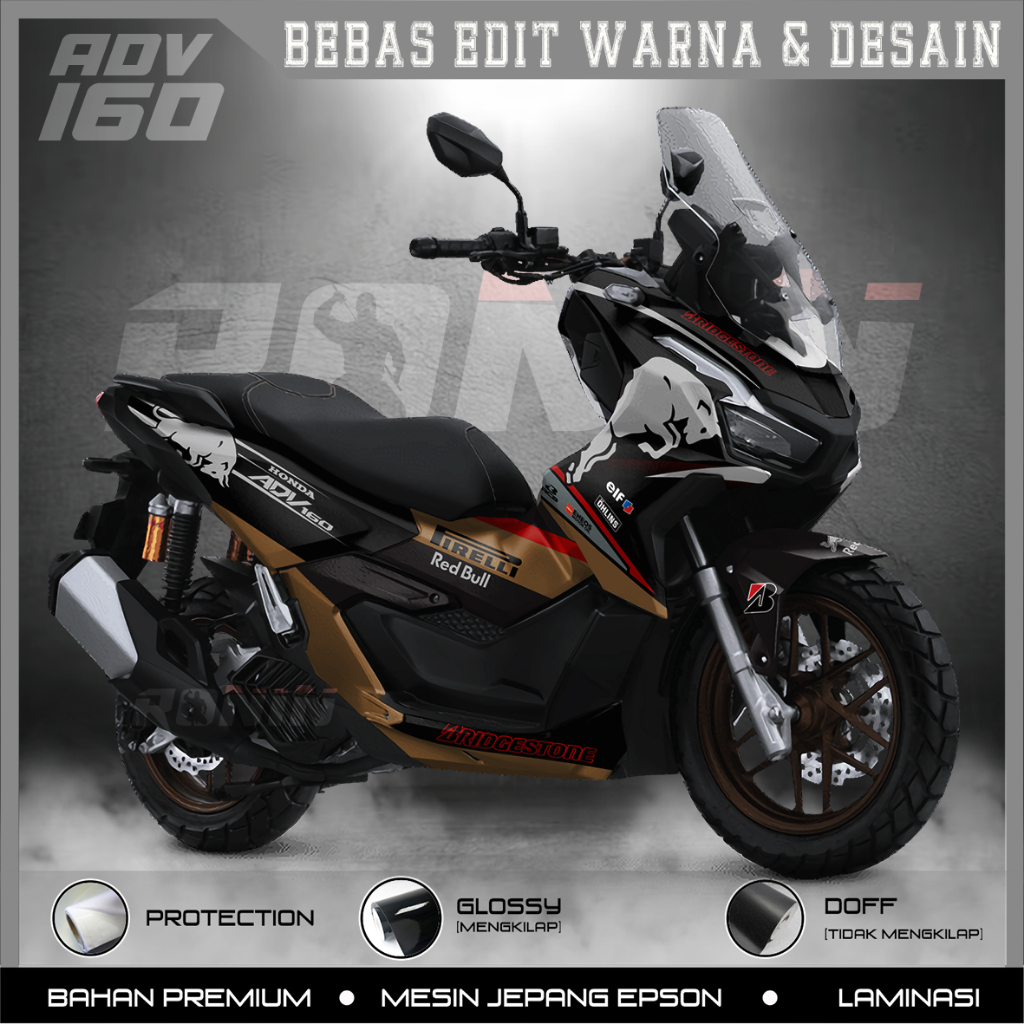 Jual BISA CUSTOM STICKER DECAL FULL BODY STIKER ADV 160 MOTIF RDB BLACK ...