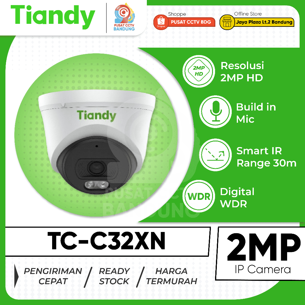 Jual Kamera CCTV Indoor Tiandy TC-C32XN 2MP Fixed IR Turret Camera | Shopee Indonesia