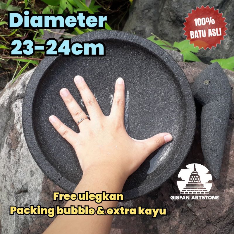 Jual (Packing kayu) Cobek coet layah lemper 23-24cm 100% batu asli ...