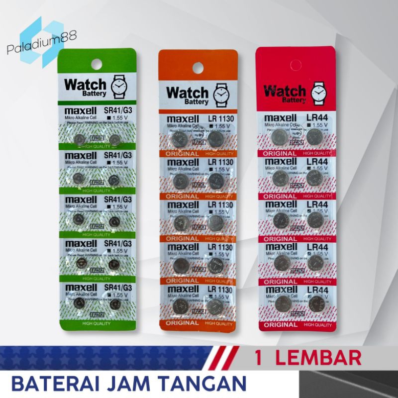 Jual [1 Lembar] Maxell 1.55V | LR44 - LR41 - LR1130 Baterai Jam tangan | Shopee Indonesia