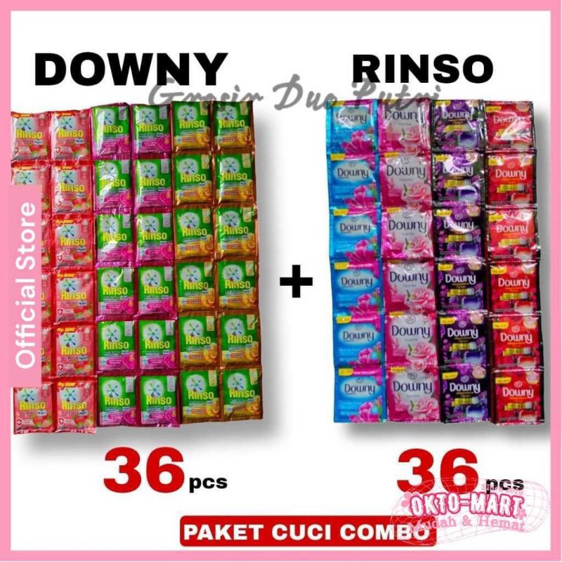 Jual Paket Sabun Cuci Rinso cair 36 sachet+DOWNY 36 sachet(72 Sachet ...