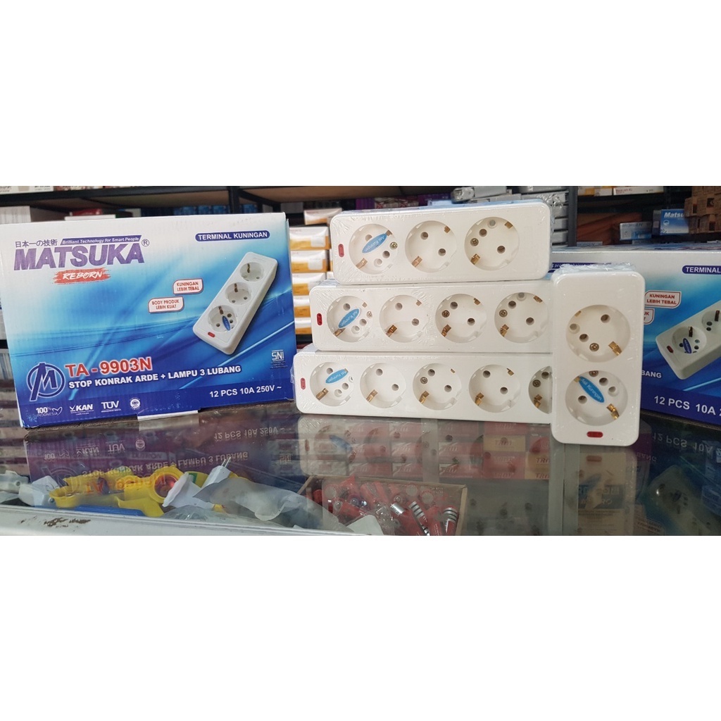 Jual Terminal Stop Kontak Stop/Soket Kontak Arde Lampu Matsuka 1 2 3 4 ...