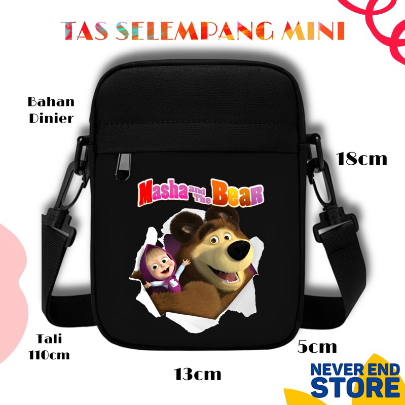 Jual Tas Selempang Hitam Gambar Marsha And The Bear Bahan 100% Dinier ...