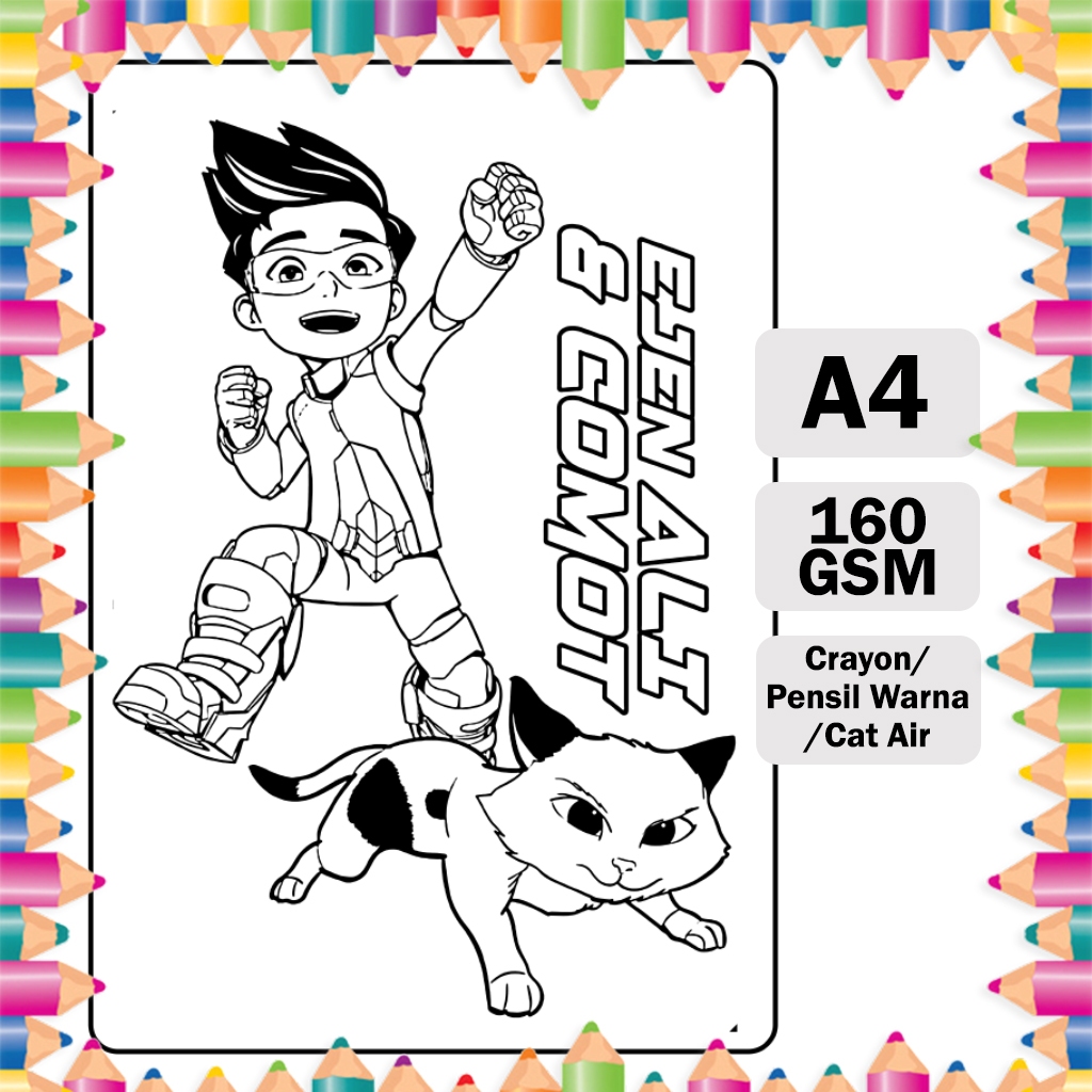 Jual Kertas Mewarnai Ejen Ali Lembar Mewarnai Anak (10 Lembar) Coloring ...