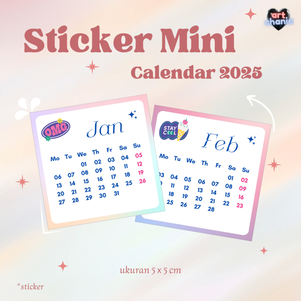 Jual [2025] Stiker Mini Kalender | Calendar 2025 Journal Sticker ...