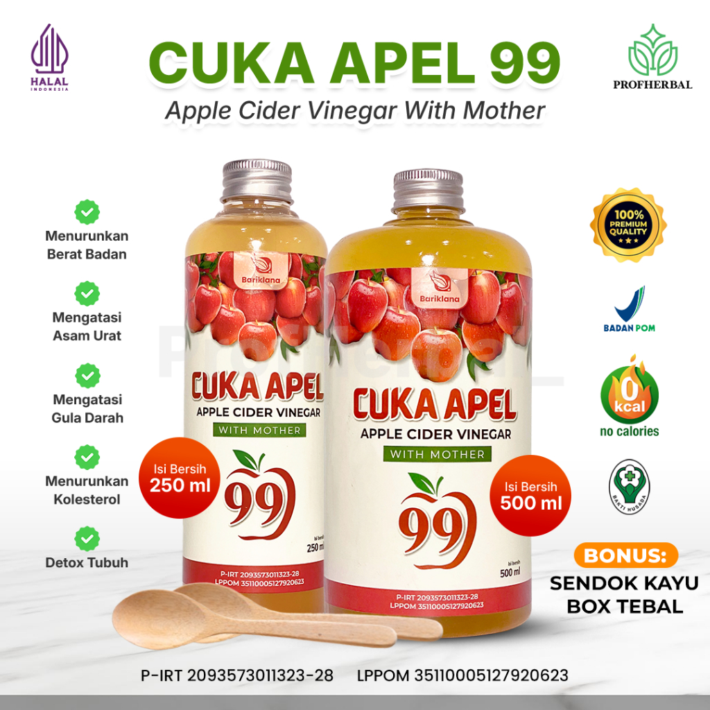 Jual CUKA APEL WITH MOTHER 100% ORGANIK / APPLE CIDER VINEGAR WITH ...