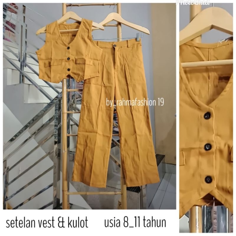 Jual Setelan Vest Rompi Dan Bawahan Kulot Katun Anak Tanggung Usia 8_11 ...