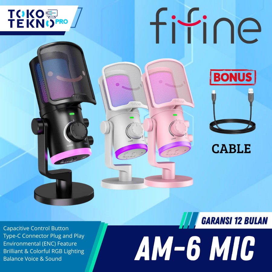 Jual Fifine AM6 / AM-6 Microphone Condenser Mic with Game/Chat Mix Noise Suppression Monitoring ...