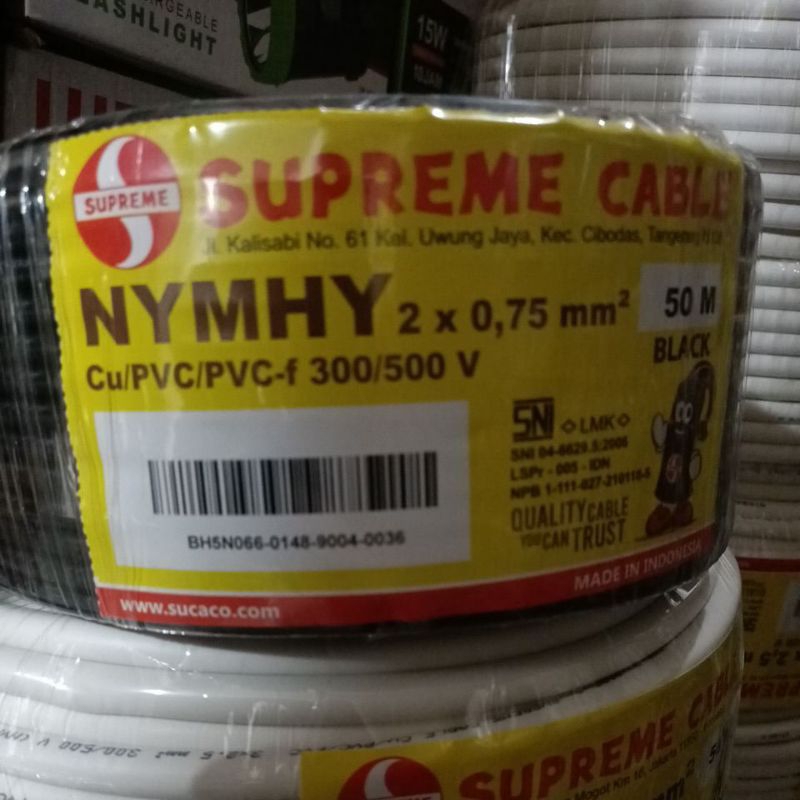 Jual KABEL NYMHY 2X0 75 SERABUT HITEM SUPREME 50METER | Shopee Indonesia