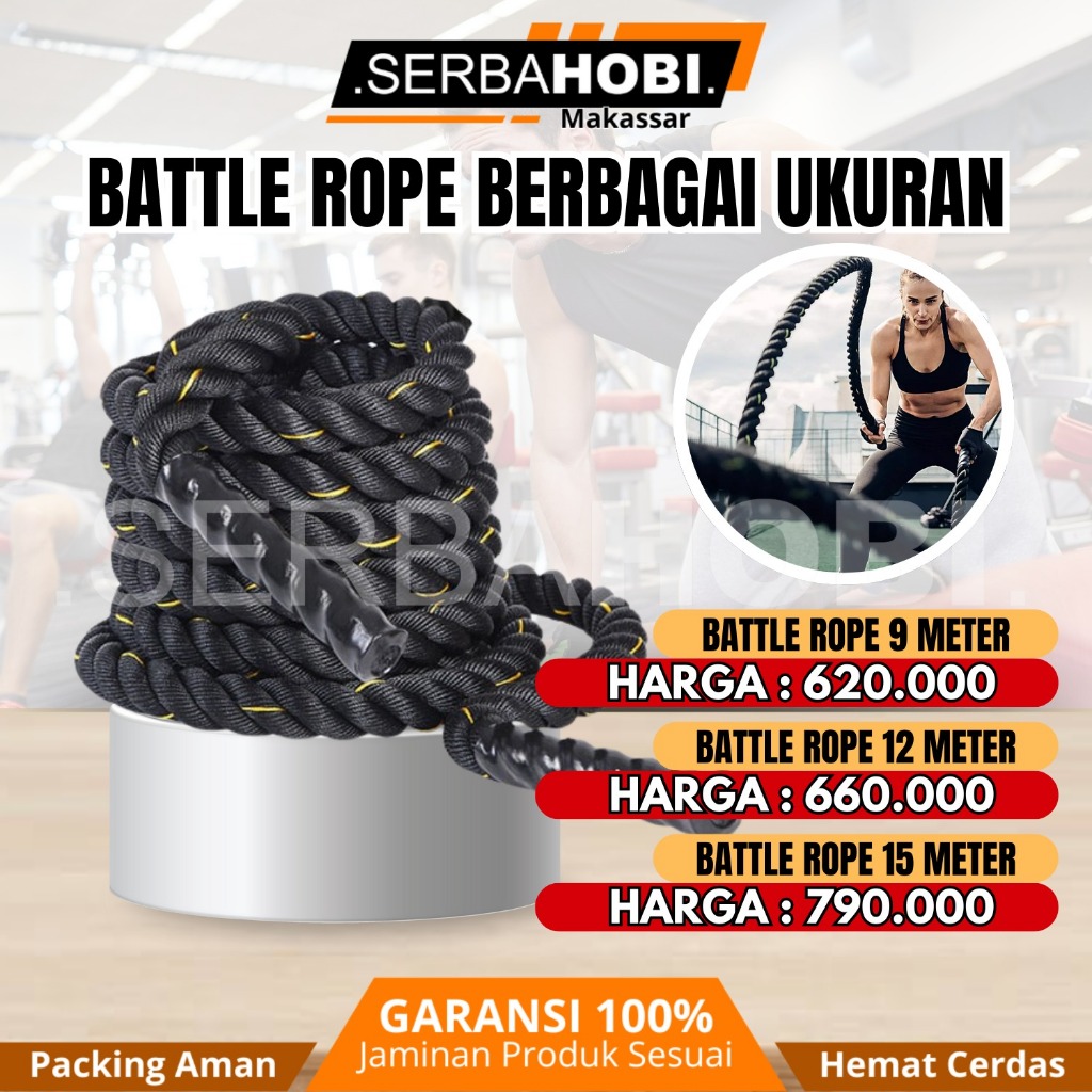 Jual Battle rope berbagai ukuran / Battle Rope body gym 9 , 12, 15 ...