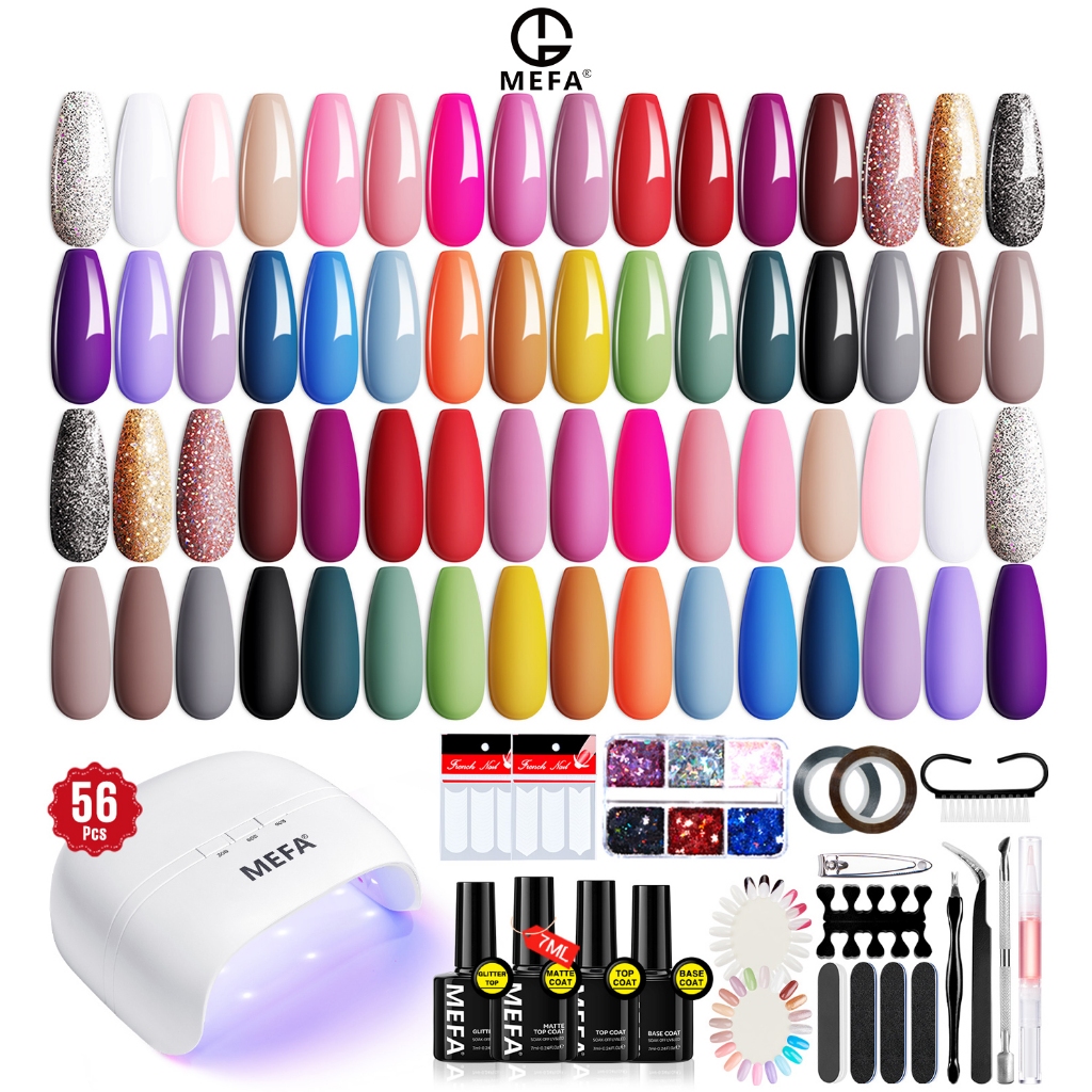 Jual MEFA Nail Art Set 32 Warna Lengkap Gel Nail Polish Kit With UV ...