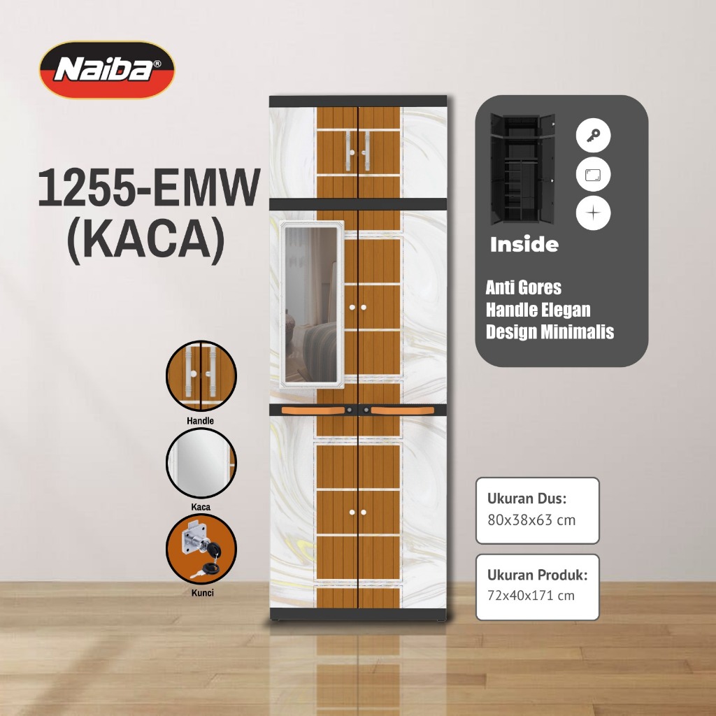 Jual NAIBA - Lemari Pakaian Plastik MSC Fit Mirror Hanger Jumbo Ebony ...