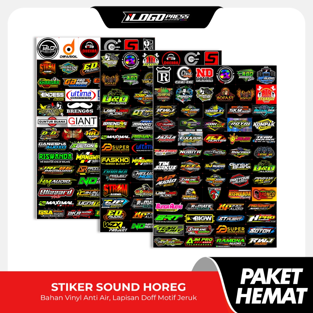 Jual Stiker Sound System - PAKET Isi 55/56/63 Sticker - VINYL ANTI AIR - Brewog Brengos Faskho ...