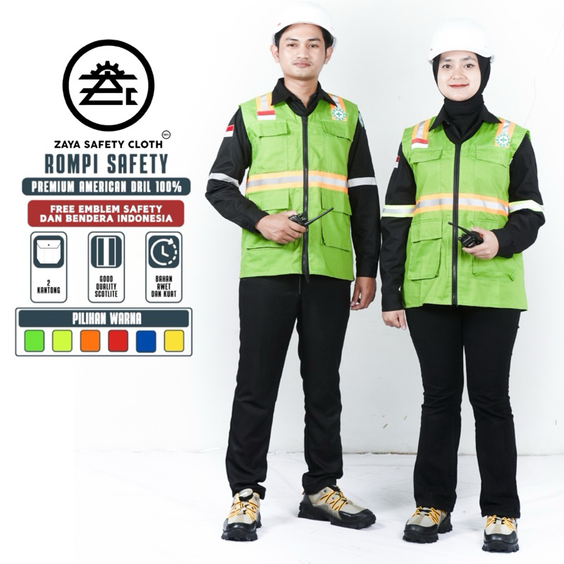 Jual ZAYA SAFETY [ FREE LOGO SAFETY & BENDERA ] Rompi Safety, Rompi ...