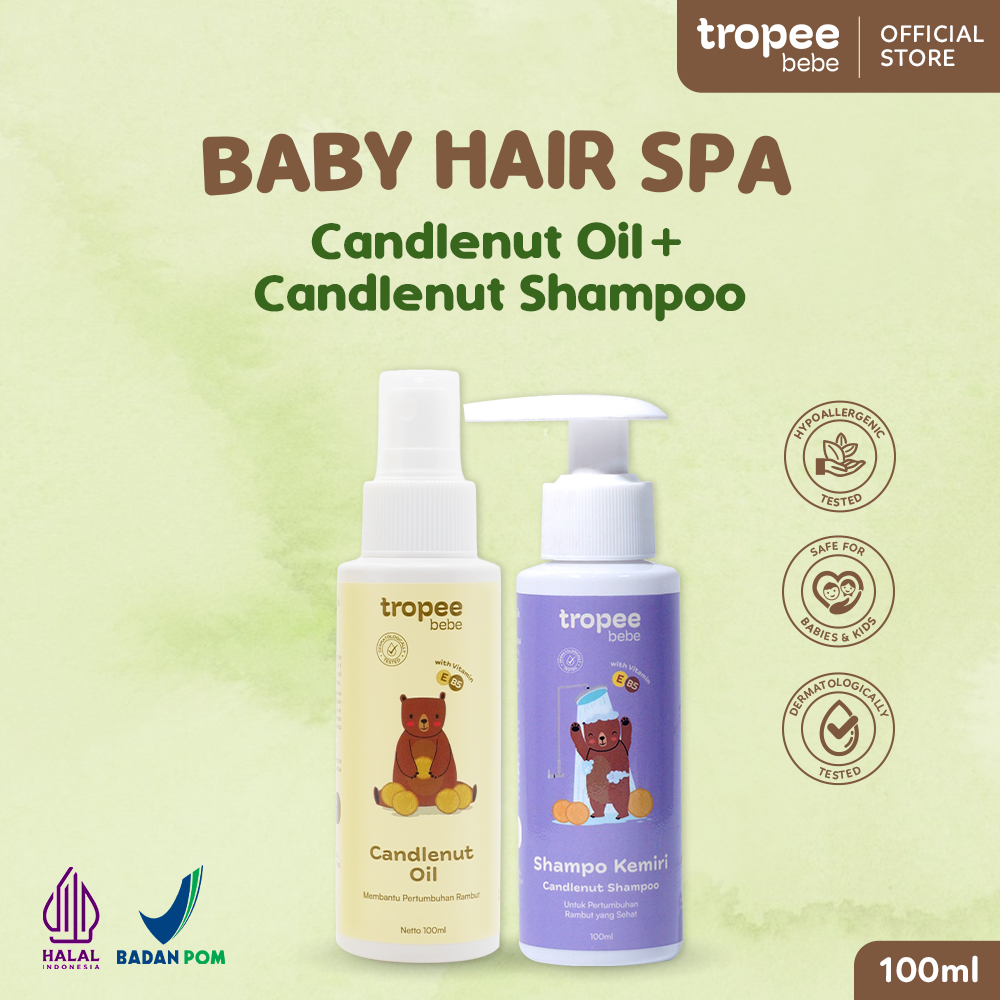 Jual Tropee Bebe Paket Minyak & Shampo Kemiri 100ml | Baby Hair Spa ...