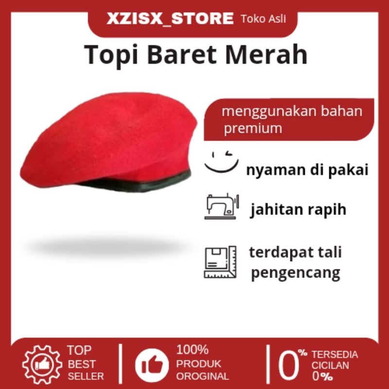 Jual Topi Baret Merah Bahan Laken Premium | Shopee Indonesia