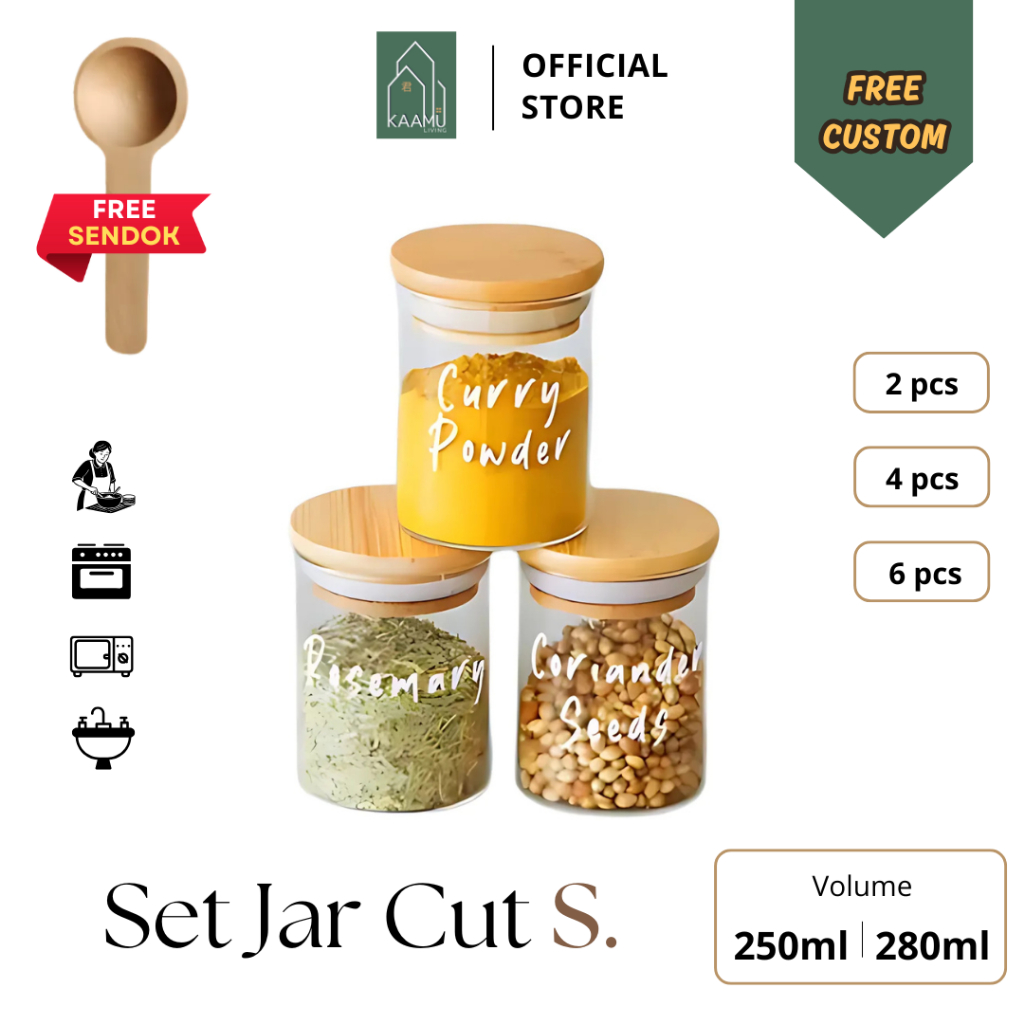 Jual KAAMU LIVING - SET JAR 250ml 280ml FREE SENDOK Cutting Sticker Paket Spice Jar Toples ...