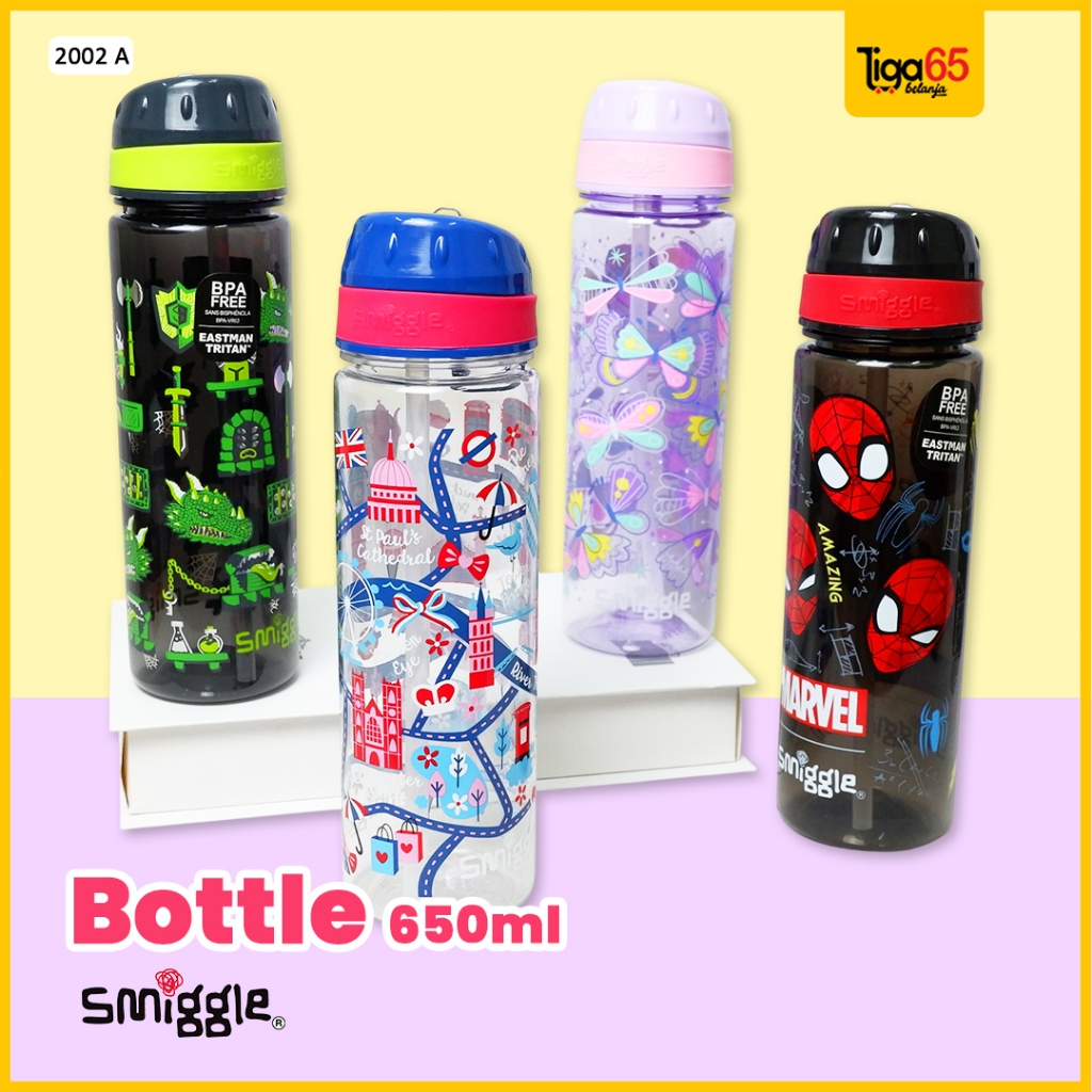 Jual Botol Minum Smiggle / Water Bottle 650ML Bening BPA FREE / Botol Minum Portable / 2002A ...
