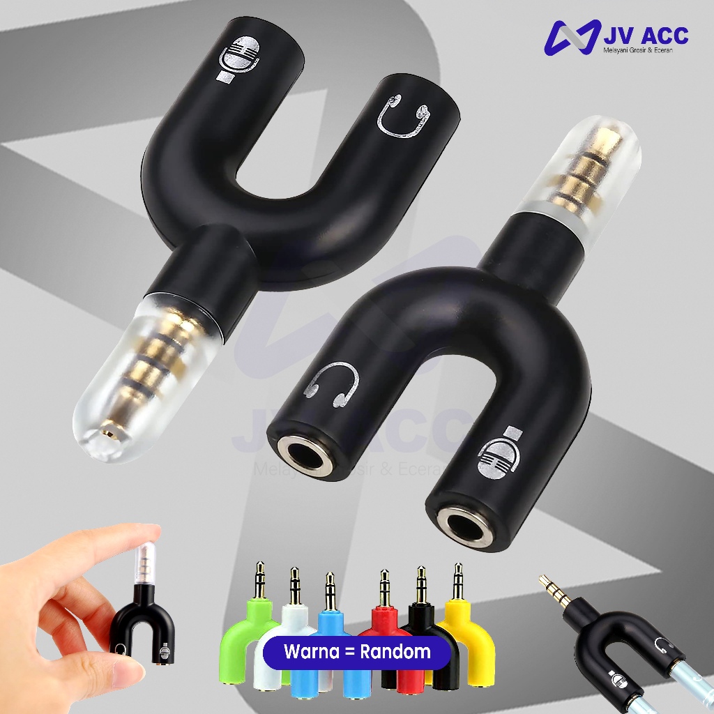 Jual SPLITTER U AUX 3.5MM KE AUDIO HEADSET & MIC SPLITTER FOR GAMING ...