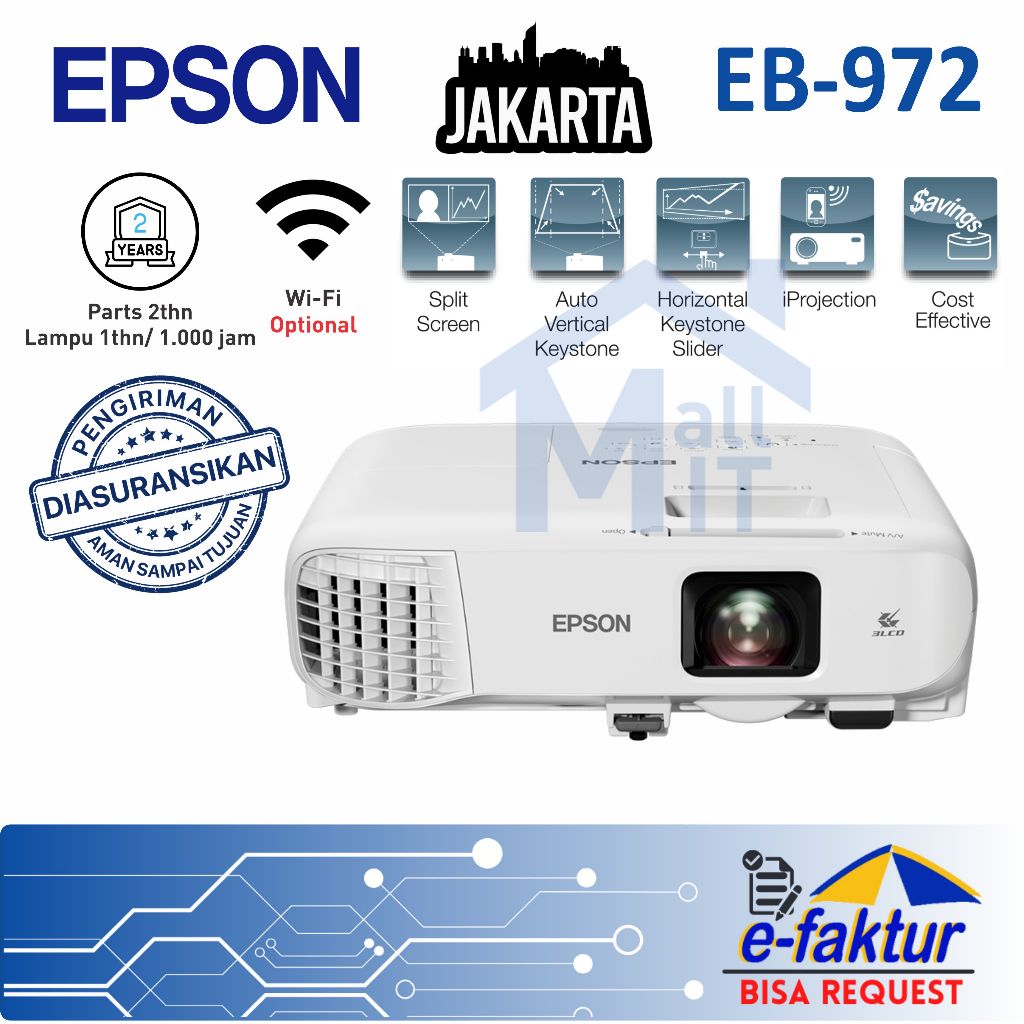 Jual MALLIT EPSON Proyektor EPSON EB-972 EPSON EB972 EPSON EB 972 Garansi Resmi Jakarta | Shopee ...