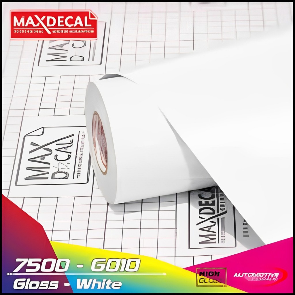 Jual SKOTLET BAHAN STICKER STIKER MAXDECAL GLOSSY METALIC 7500 WHITE (METER) | Shopee Indonesia