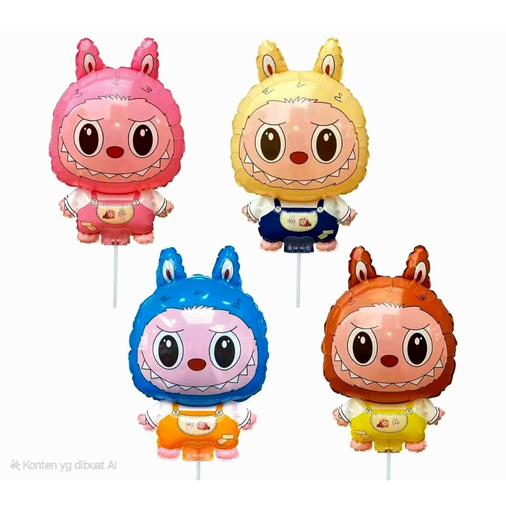 Jual 1 pack balon labubu stick besar , balon karakter labubu lengkap ...