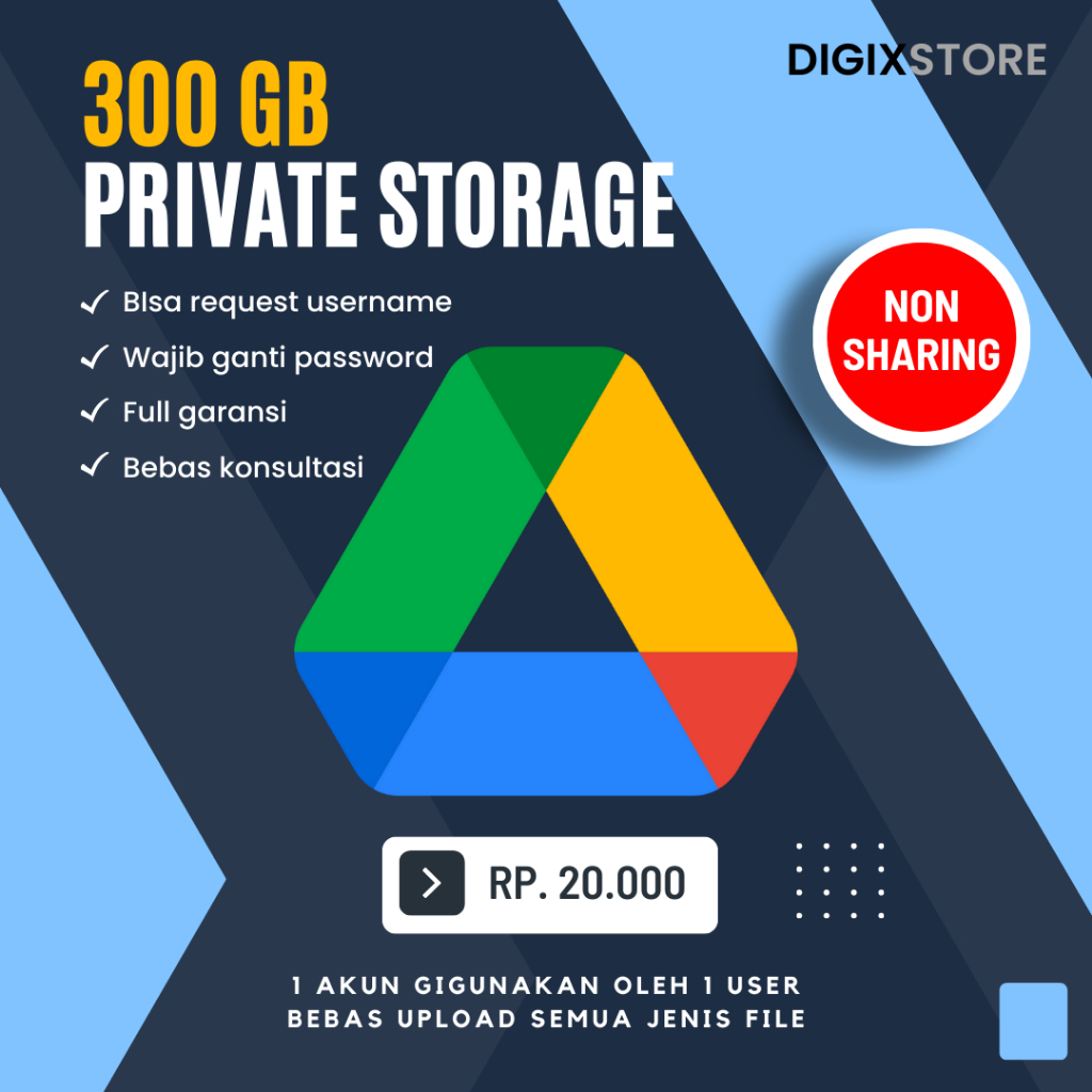 Jual Google Drive Unlimited Max 300GB Private Storage Lifetime ...