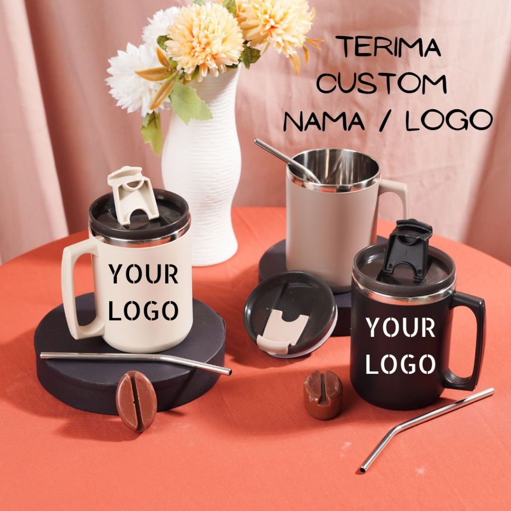 Jual Tumbler Mug Coffee Cangkir Stainless Steel Custom 450 ml Kirana ...