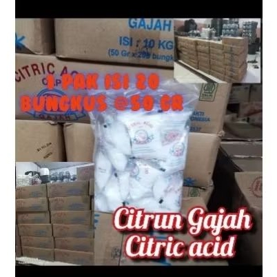 Jual Citrun/- Citric acid cap gajah 50gr /@20 bungkus. Asam citrun ...