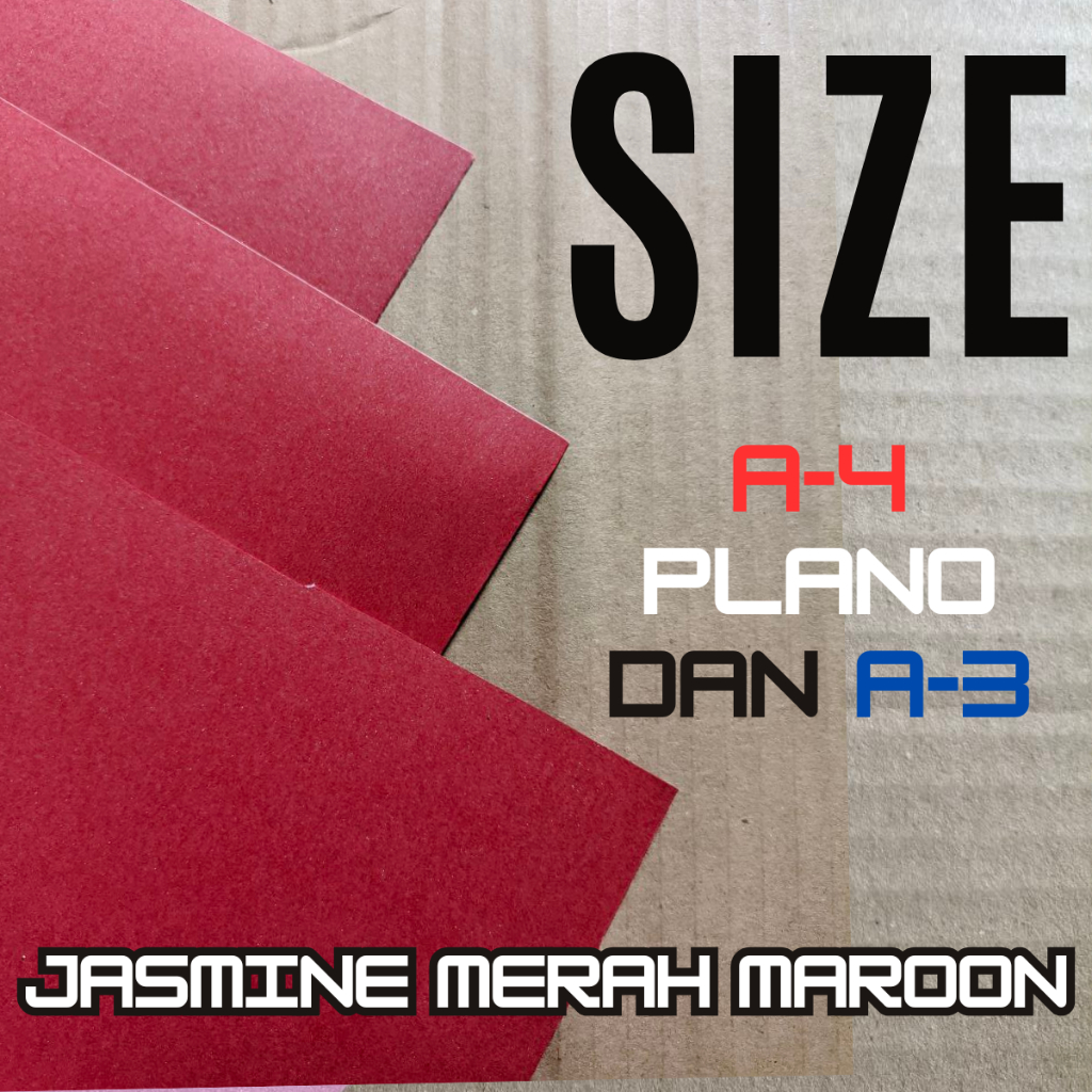Jual Kertas karton jasmine warna Merah maroon ukuran plano dan a4 ...
