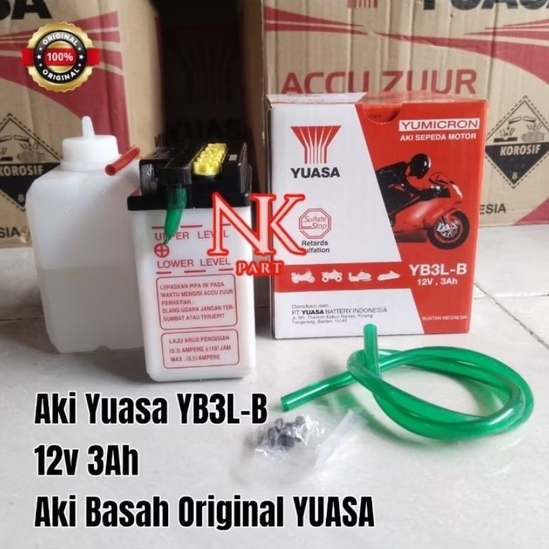 Jual Aki Accu Motor Yuasa YB3L B Basah 12v 3Ah Original | Shopee Indonesia