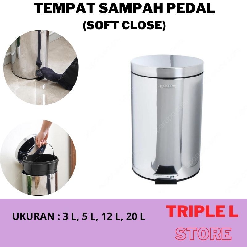 Jual Krisbow Tempat Sampah Pedal kaki Soft Close Chrome Glossy 3 liter / 5 liter / 12 liter / 20 ...